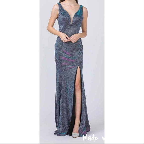 Star Box | Dresses | Foxy Magenta Front Slit Metallic Long Formal Prom ...